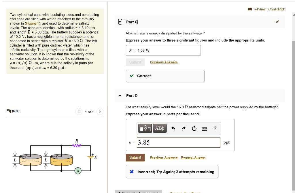 Two cylindrical cans with insulating sides and conducting end caps are ...