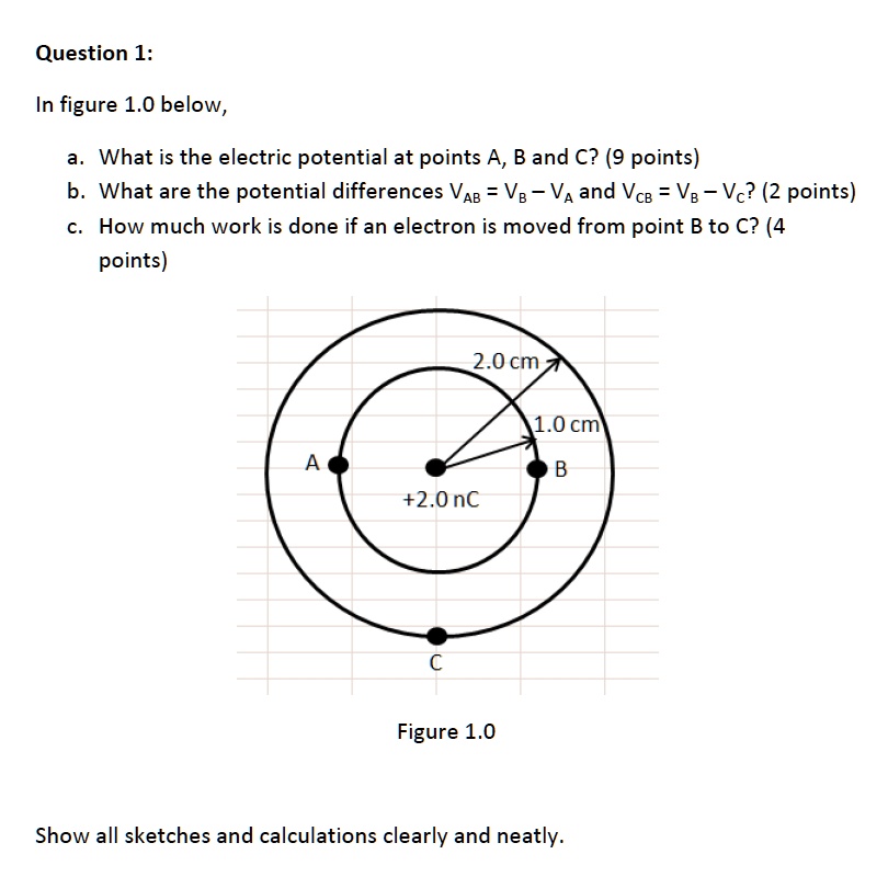 SOLVED: Question 1: In figure 1.0 below, What is the electric potential ...