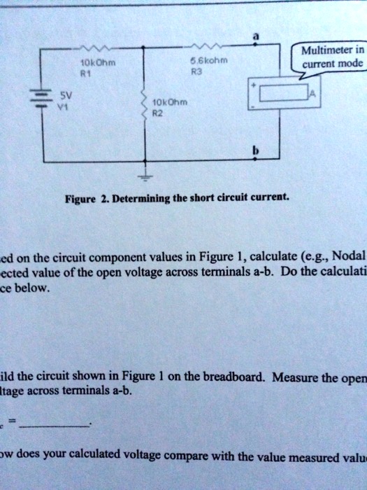 SOLVED: Draw the circuit with the multimeter removed and voltage source V1 replaced with a short ...