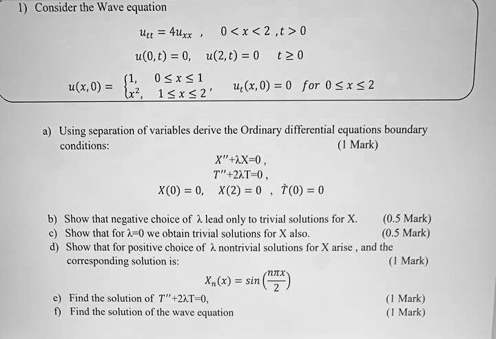 Solved Consider The Wave Equation Utt 4uxx 0 0 0