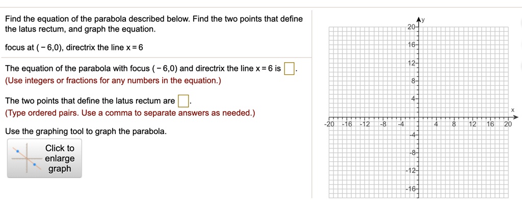 find the equation of the parabola described below find the two points ...