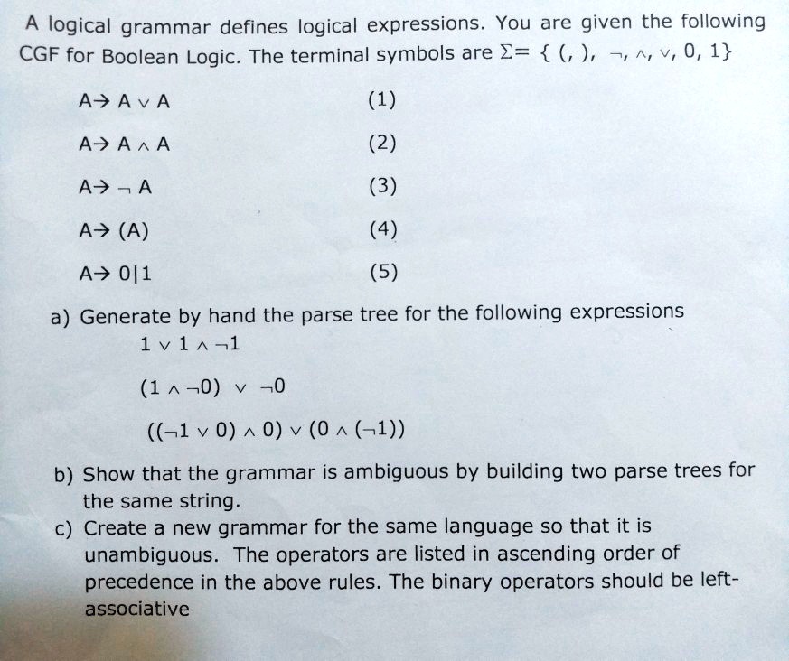 Solved Need Help With Part C Creating A Left Associative Unambiguous Grammar For The Language 1939