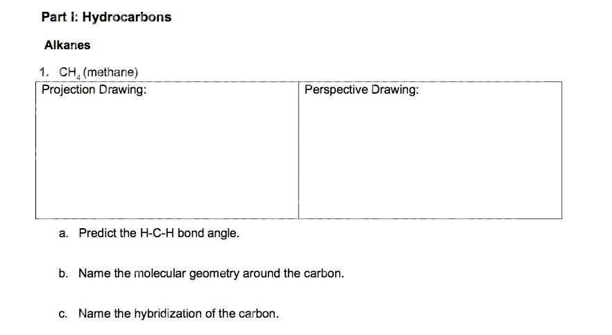part i hydrocarbons alkanes cha methane projection drawing perspective ...