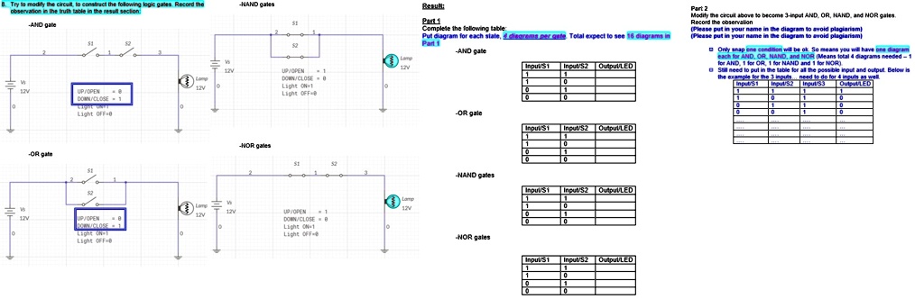 [GET ANSWER] logic gates. Record the -NAND gates Result: section -AND ...