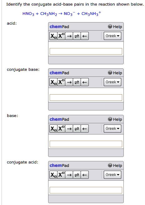 SOLVED: Identify the conjugate acid-base pairs in the reaction shown ...