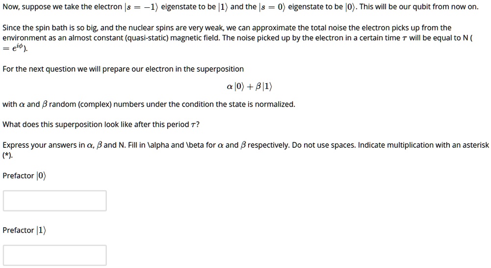 SOLVED: NV Center Spin Qubit Now, suppose we take the electron |s=-1) eigenstate to be |1) and ...