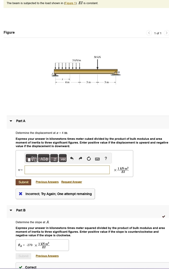 the beam is subjected to the load shown in figure 1 ei is constant ...