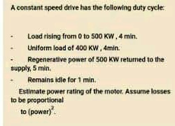 SOLVED: A constant speed drive has the following duty cycle: - Load ...