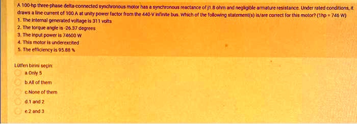 SOLVED: Texts: A 100-hp three-phase delta-connected synchronous motor has a synchronous ...