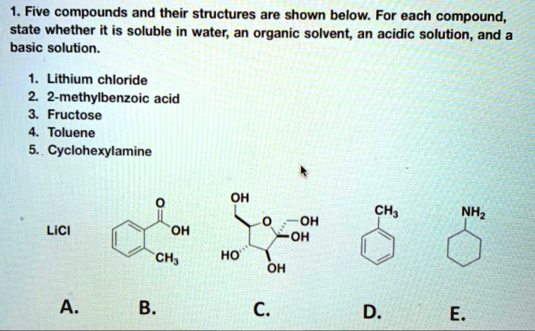 1. Five compounds and their structures are shown below. For each ...