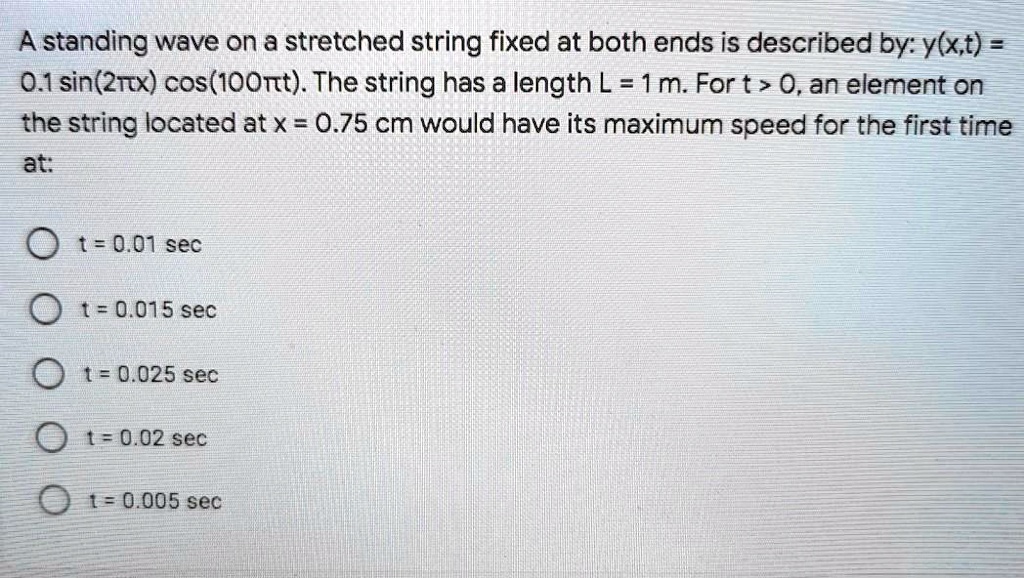 SOLVED:A standing wave on a stretched string fixed at both ends is ...