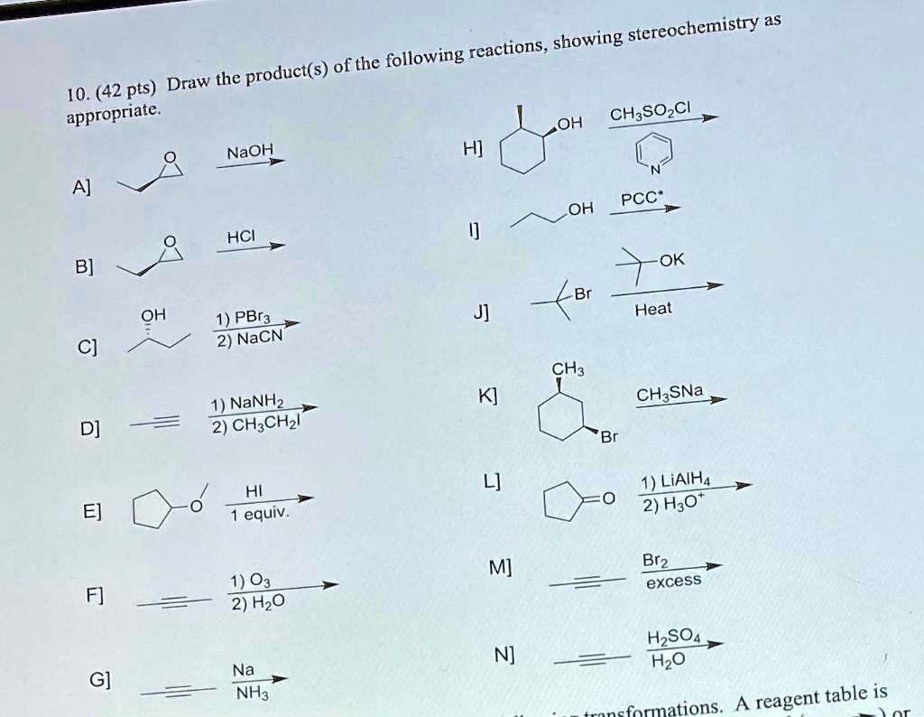 stereochemistry as reactions showing of the following draw the products ...