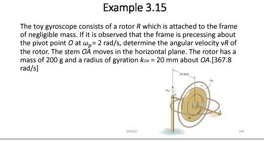 SOLVED: Example 3.15 The toy gyroscope consists of a rotor R which is ...
