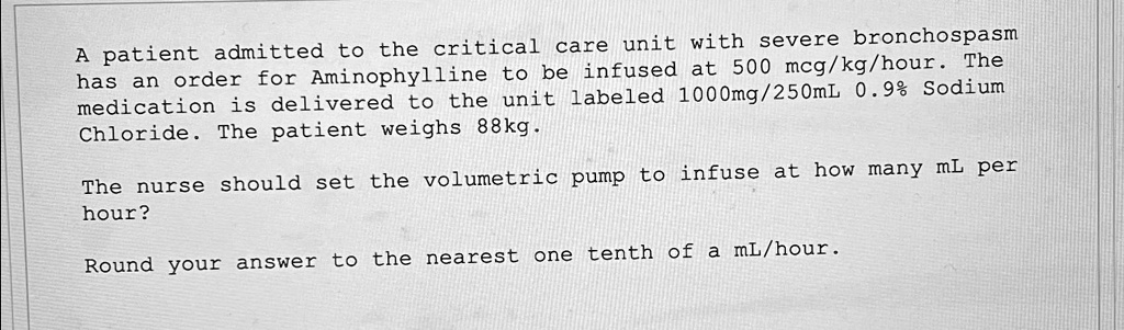 a patient admitted to the critical care unit with severe bronchospasm ...