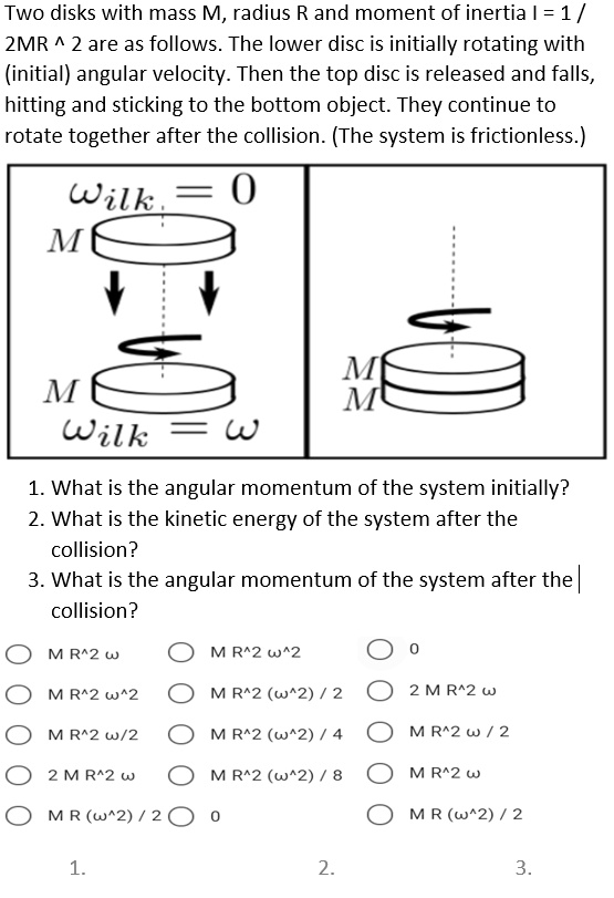 Two disks with mass M, radius R and moment of inertia I = 1 / 2MR ^ 2 are as follows. The lower ...