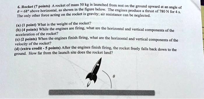 SOLVED: 6. Rocket (7 points) rocket of mass 50 kg is launched from rest ...