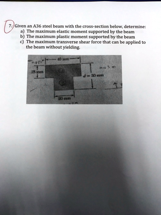 SOLVED: Given an A36 steel beam with the cross-section below,determine ...