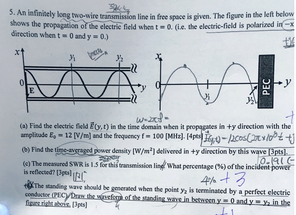 5 an infinitely long two wire transmission line in free space is given ...