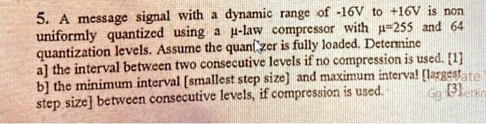 SOLVED: Texts: A message signal with a dynamic range of -16V to +16V is ...