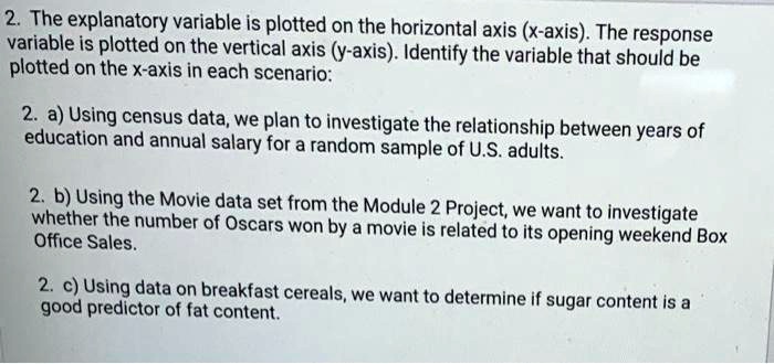 SOLVED: The explanatory variable is plotted on the horizontal axis (X ...