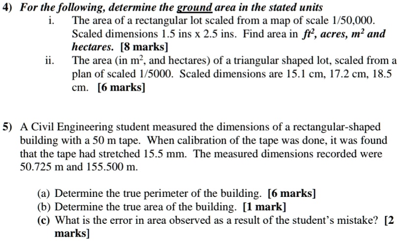 4 for the following determine the ground area in the stated units i the ...