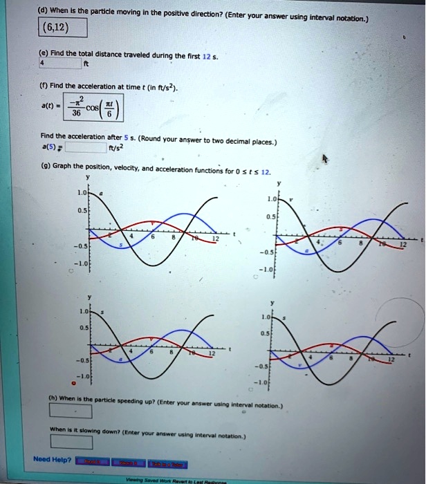 Solved D When Is The Particle Moving In The Positive Direction