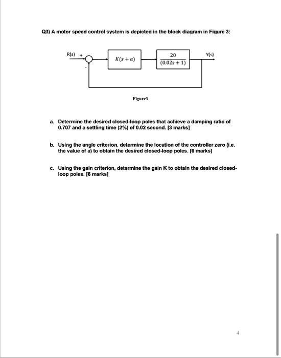 SOLVED: Q3) A motor speed control system is depicted in the block ...