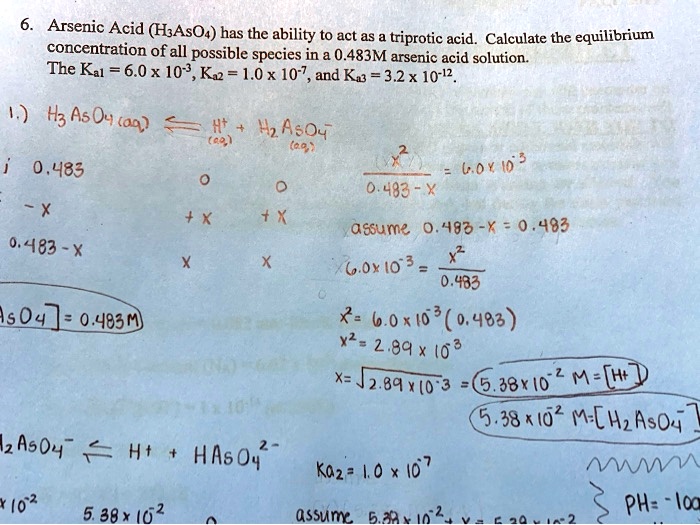 arsenic acid hjaso4 has the ability to act as triprotic acid calculate ...
