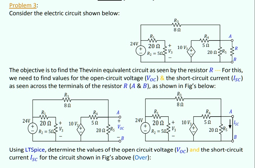 SOLVED: Using LTSpice, determine the values of the open circuit voltage (Voc) and the short ...