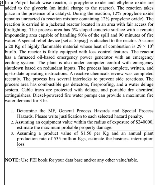 1in a polyol batch wise reactor a propylene oxide and ethylene oxide ...