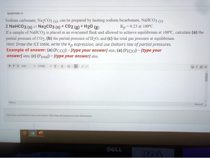 SOLVED: Question Sodium carbonate, Na2CO3 (s), can be prepared by ...