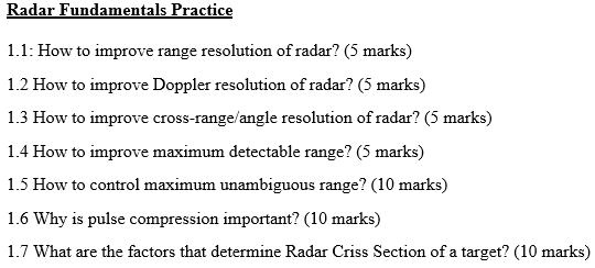 SOLVED: Radar Fundamentals Practice 1.1: How to improve range ...