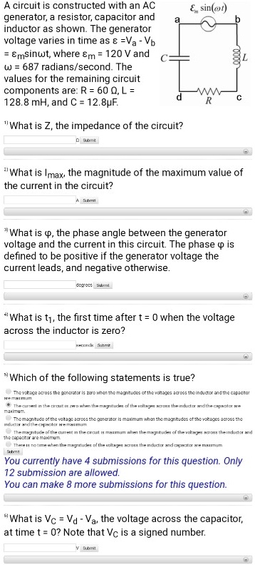 SOLVED: circuit is constructed with an AC enera- tol; resistor; capacitor and inductor as shown ...