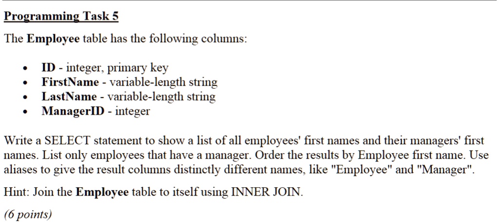 Please Run In Mysql Dbms And Include Screenshots Of The Output Thank You Programming Task 5