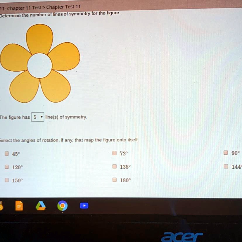 SOLVED: 'The figure has line(s) of symmetry Select the angles of ...