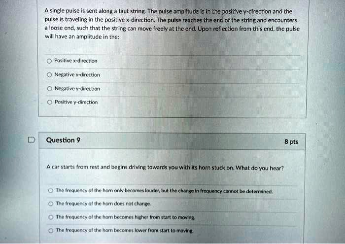 a single pulse is sent along taut string the pulse 3rp itude is ir tre ...