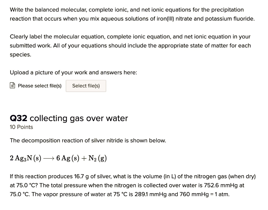 Write the balanced molecular, complete ionic, and net ionic equations for the precipitation ...