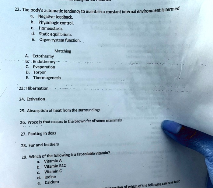 SOLVED: 22. The body' s automatic tendency to maintain constant ...