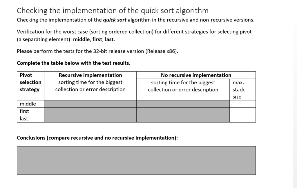 Solved Checking The Implementation Of The Quick Sort Algorithm Checking The Implementation Of 7005