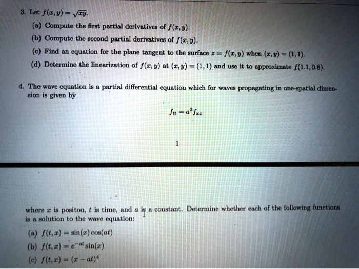 SOLVED: Let f(t,u) = Vrv Compute the first partial derivatives of f(z,v ... SOLVED: Let f(t,u) = Vrv Compute the first partial derivatives of f(z,v ...