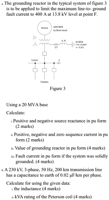 SOLVED: The grounding reactor in the typical system of Figure 3 is to be applied to limit the ...