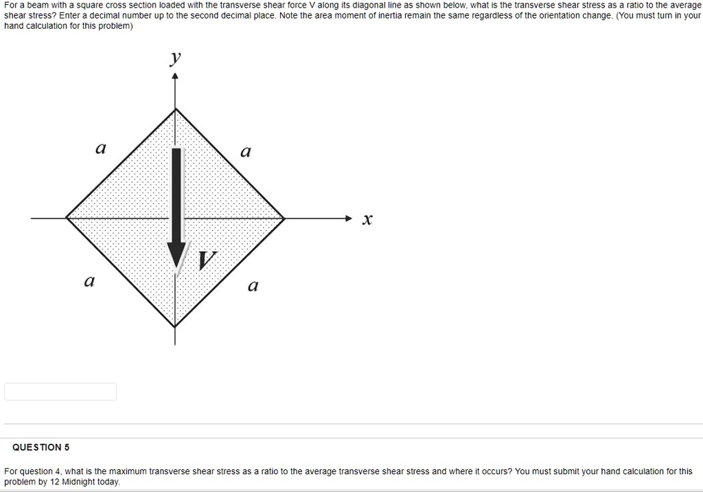 SOLVED: For a beam with a square cross section loaded with the ...