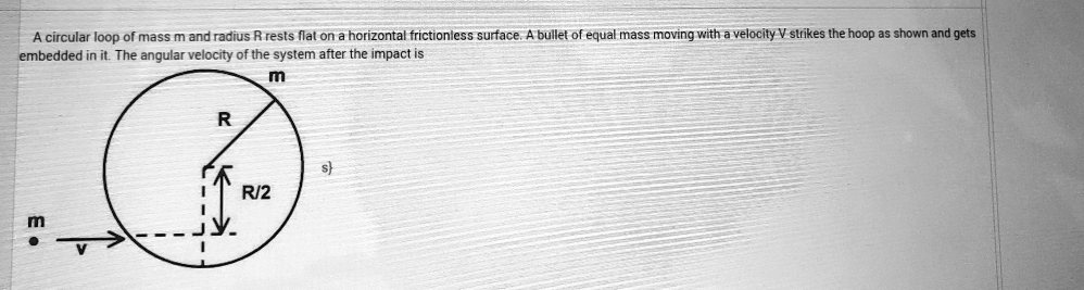 SOLVED: A circular loop of mass m and radius R rests flat on a horizontal frictionless surface ...