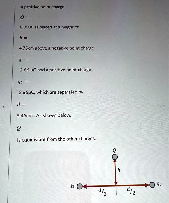 SOLVED:A positive point charge 8.80uC is placed at a height of h = 4 ...