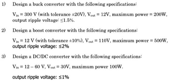 1) Design a buck converter with the following...