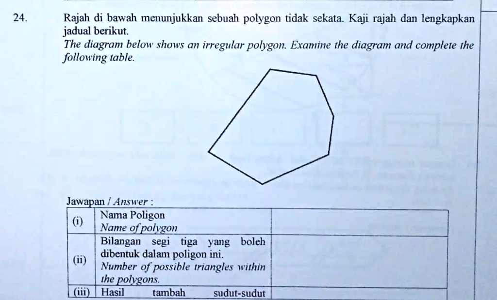 SOLVED: The diagram below shows an irregular polygon. Examine the ...