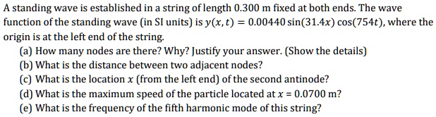 SOLVED: standing wave is established in string of length 0.300 m fixed at both ends The wave ...