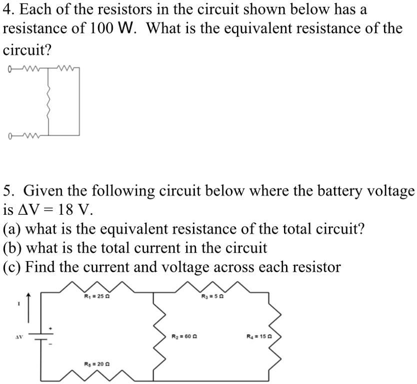 SOLVED: 'Thank you! 4. Each of the resistors in the circuit shown below has a resistance of 100 ...