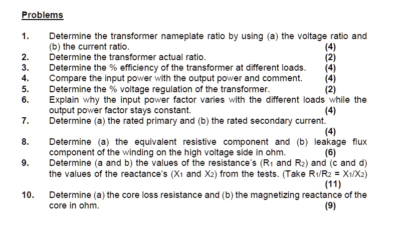 SOLVED: Please only answer Questions 5-10 Problems 1. Determine the ...