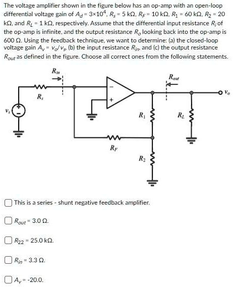 SOLVED: The voltage amplifier shown in the figure below has an Op-amp ...